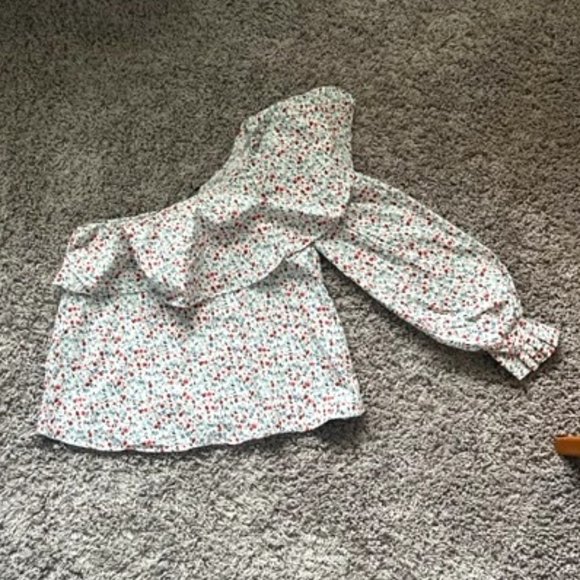 Zara | Tops | Zara One Shoulder Floral Ruffle Top | Poshmark